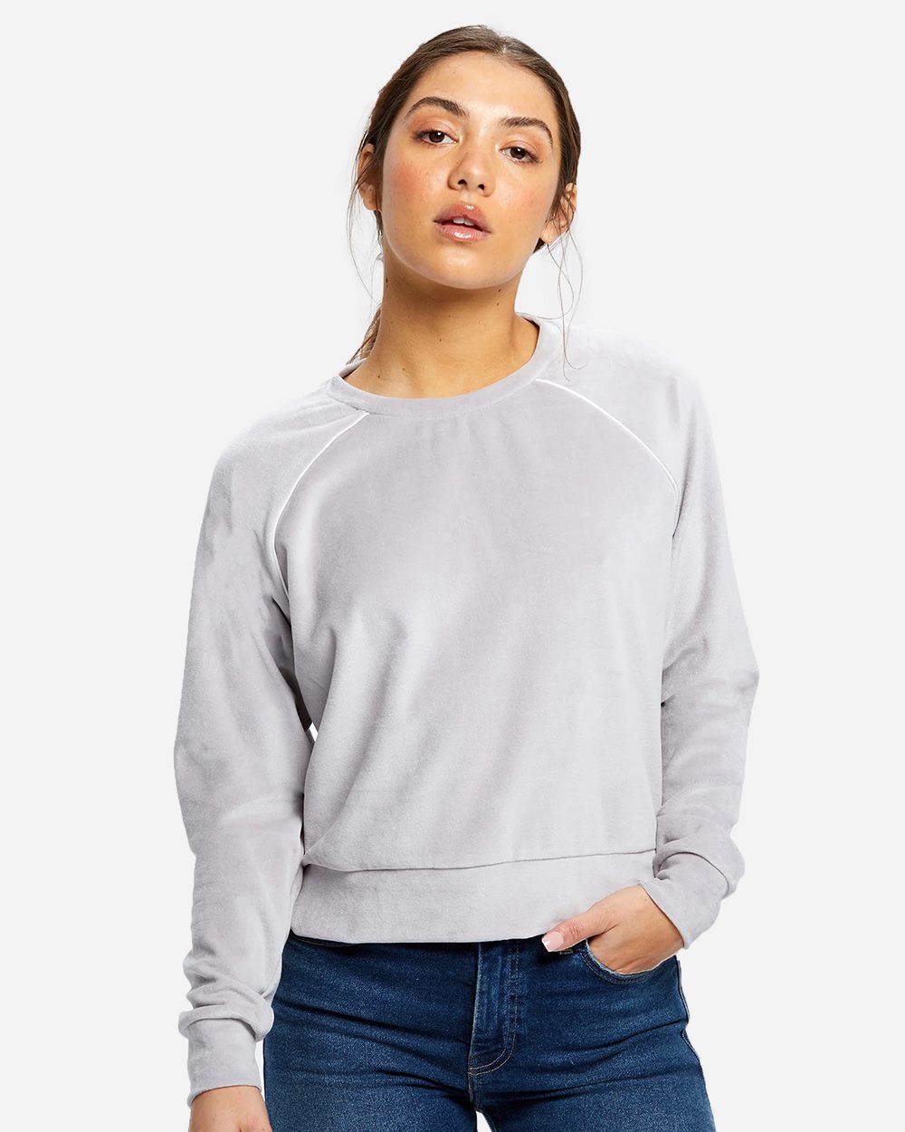 US Blanks US538 - Women's Velour Cropped Long Sleeve Pullover Top