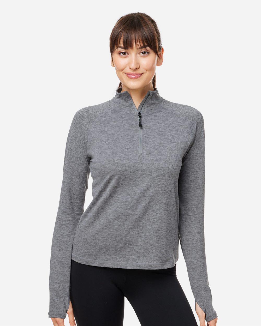 Glyder PDP8023 - Women's Marbled Jersey Fairway Quarter-Zip Pullover